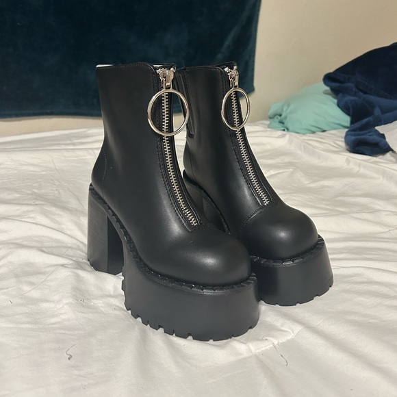 Current Mood | Shoes | Chunky Leather Dolls Kill Boots | Poshmark